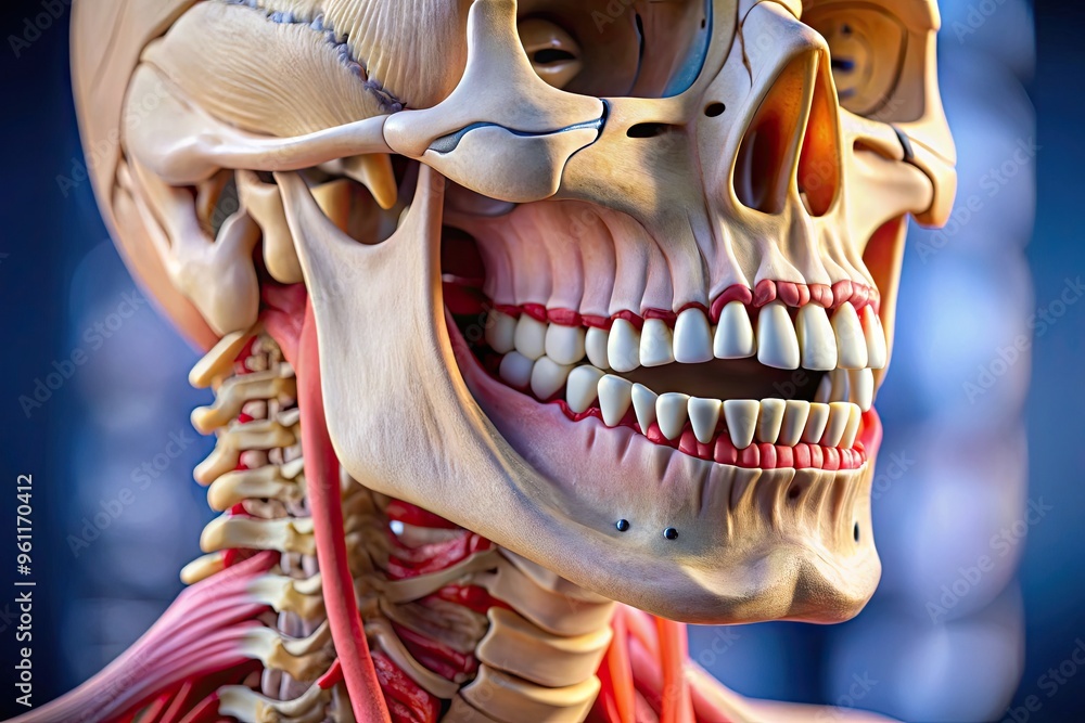 Close-Up Of A Human Mandible Showcasing Its Anatomical Structures ...