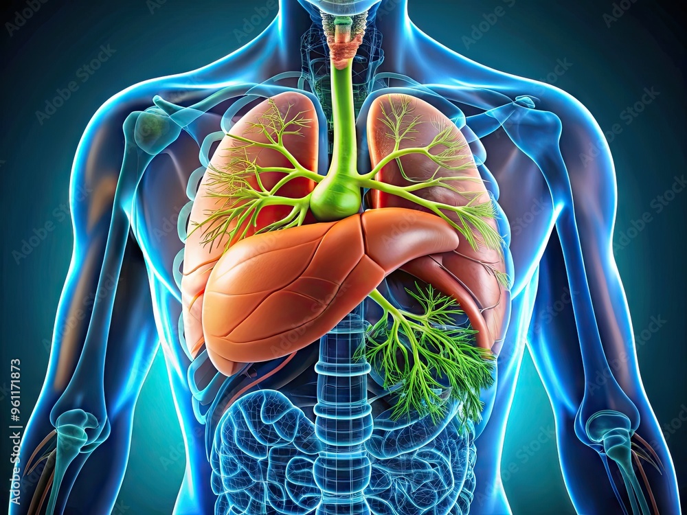 Close-Up Of Human Liver Showing The Anatomy Of The Biliary Tree With ...