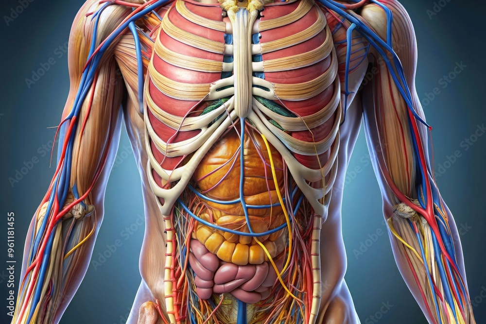 Detailed Anatomical Image Of The Abdominal Region, Showcasing Muscles ...