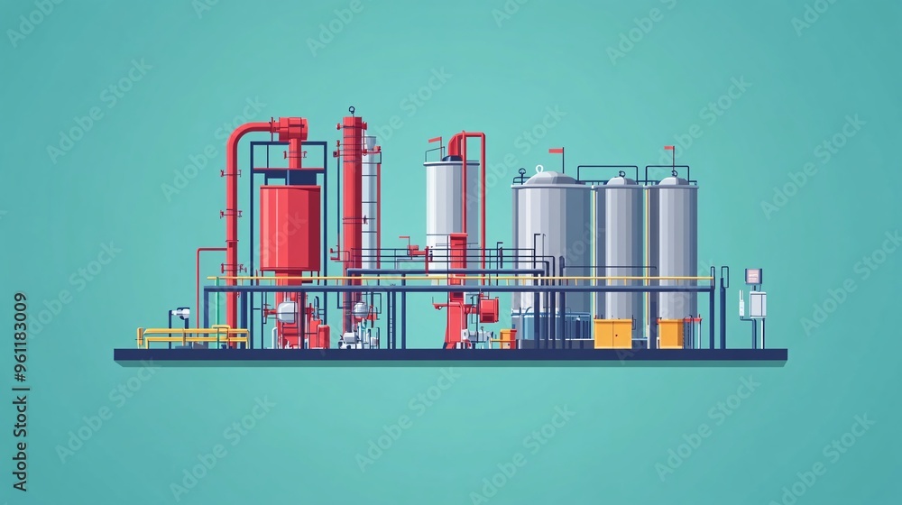 Petroleum engineering oil extraction pumps and gas storage tanks in ...