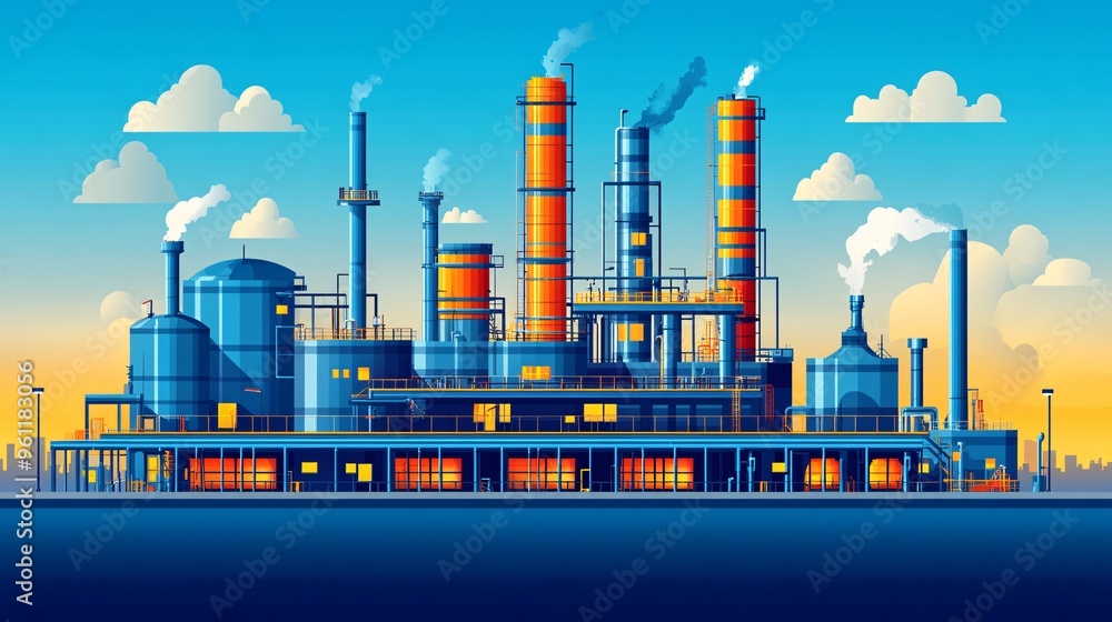 Petroleum engineering oil extraction pumps and gas storage tanks in ...