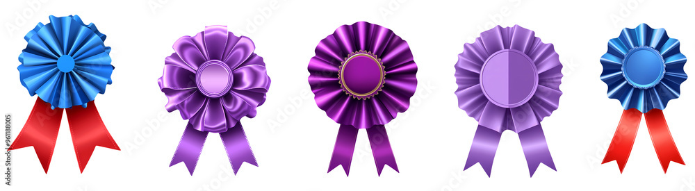 Set of award ribbon medal for winner, isolated transparent background ...