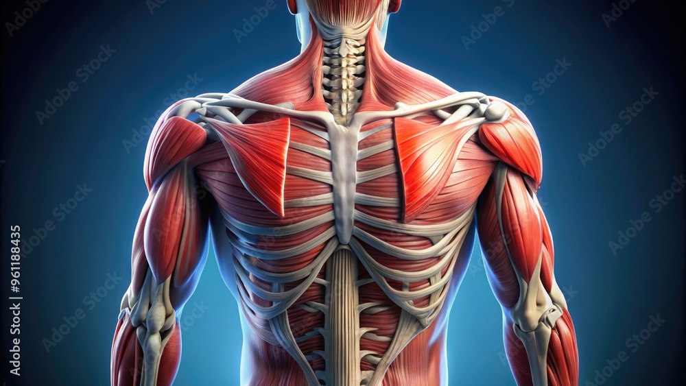 Detailed illustration of the tricep muscle, showcasing its three ...