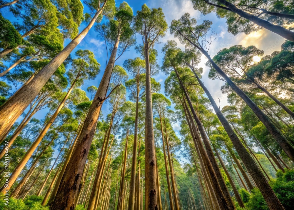 Eucalypt Trees Towering Over A Dense Understory, Creating A Serene And ...