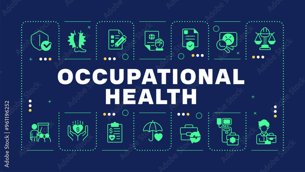 Occupational health dark blue word concept. Medical reports ...
