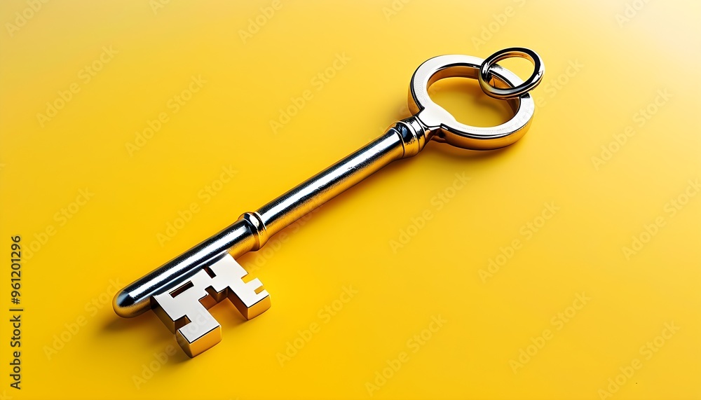 Golden key icon set against a pristine white backdrop, illustrating ...