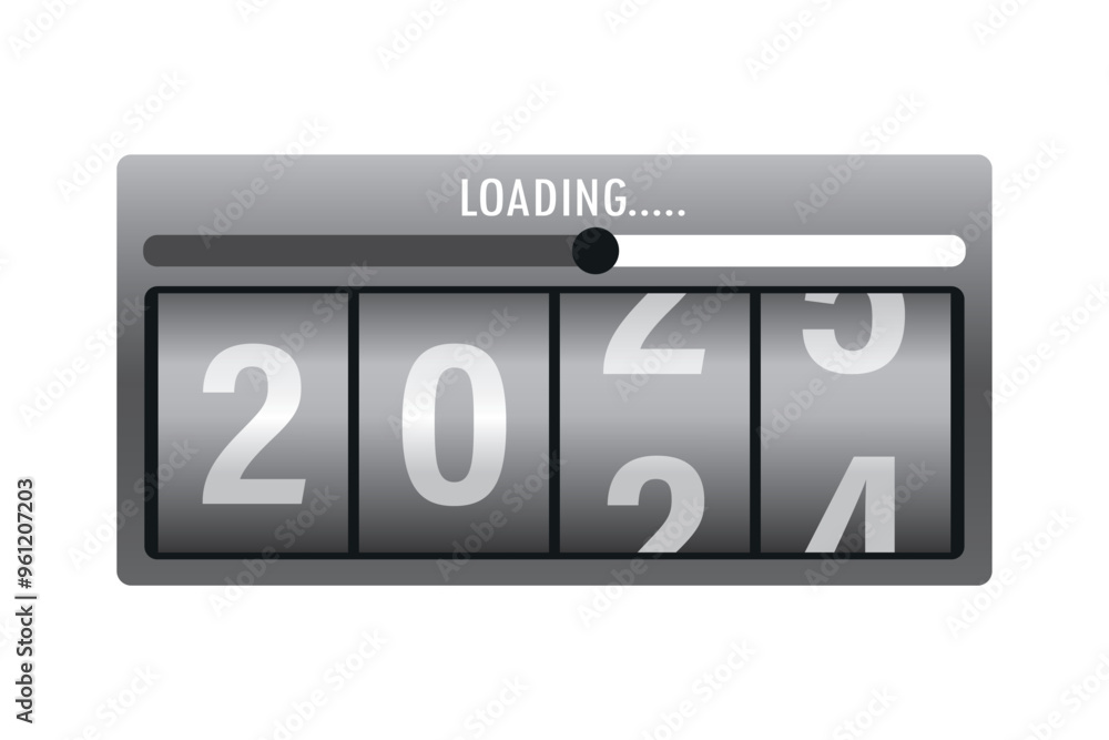 Countdown calendar, loading process with year 2024 and 2025. Happy New ...