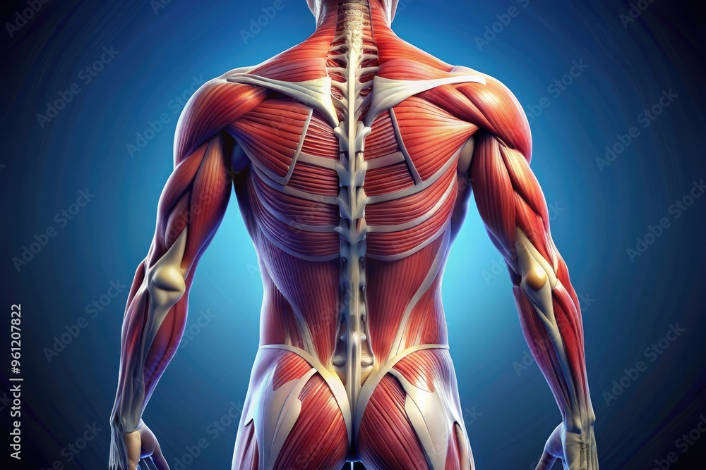 Illustration of the human torso highlighting the complex anatomy of the ...