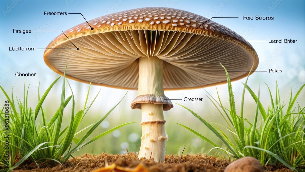 Intricate Labeled Diagram Showcasing The Anatomy Of A Mushroom ...