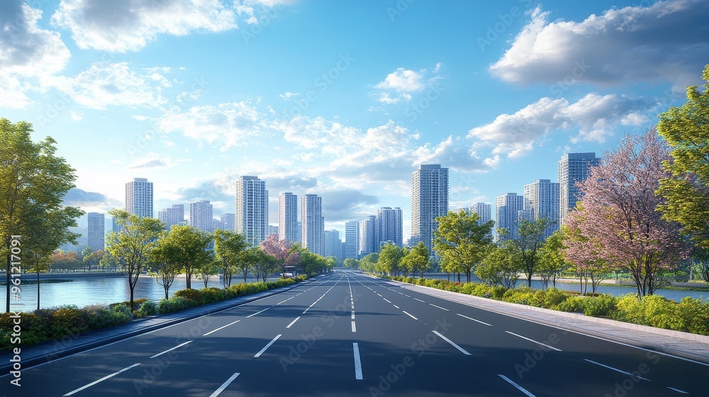 A side view of modern urban roads showcases concise urban design ...