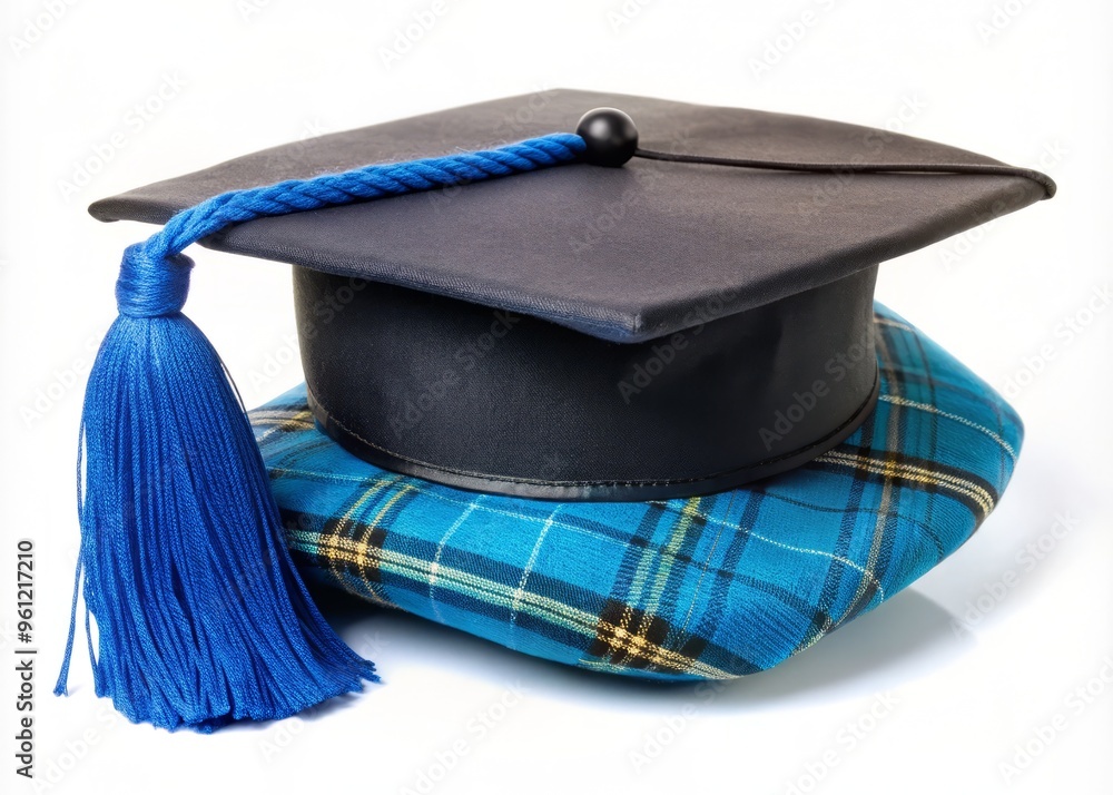 Draw a traditional graduation cap with a blue or black tam o' shanter ...