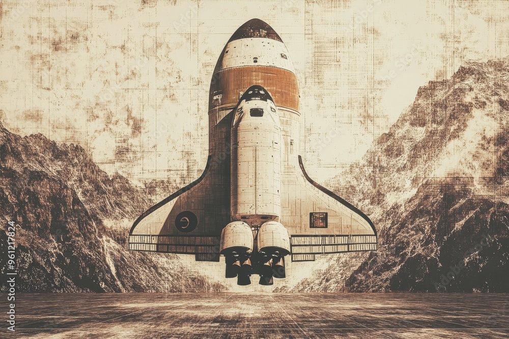 World Space Week. Illustration about space with a rocket. The spaceship ...