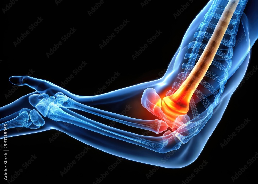Medical X-Ray Of Human Arm Showing Elbow Joint With Bones, Ligaments ...