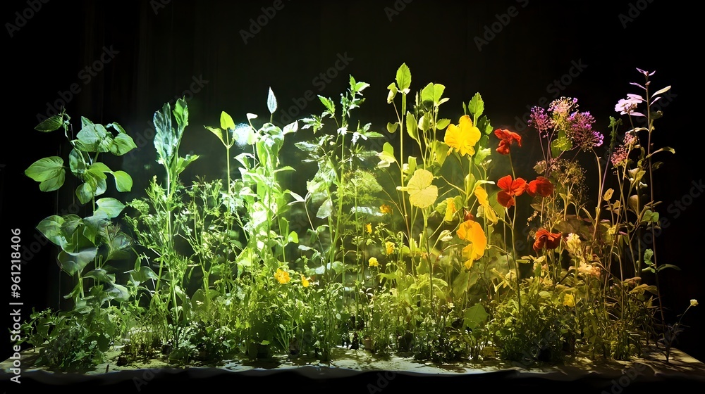 Holographic visualization showcasing the stages of plant development ...