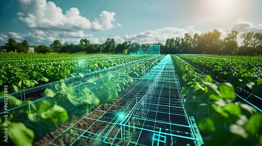 Holographic depiction of an advanced water management system integrated ...