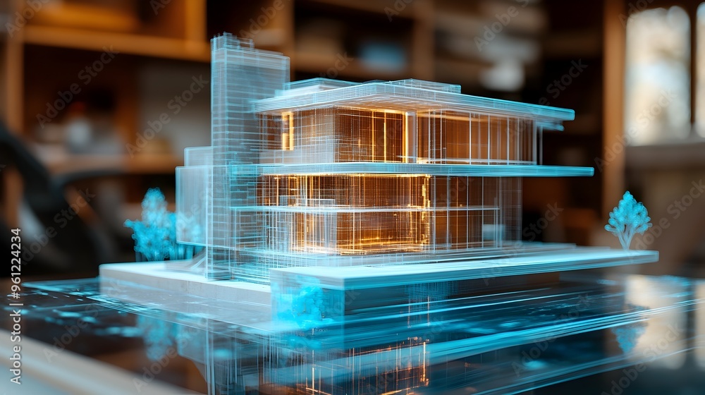 Holographic 3D model depicting the step by step construction of a ...