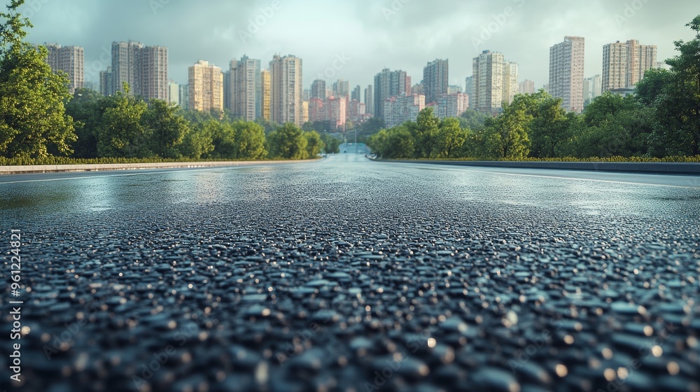 Real asphalt roads in the city background during the day, highlighting ...