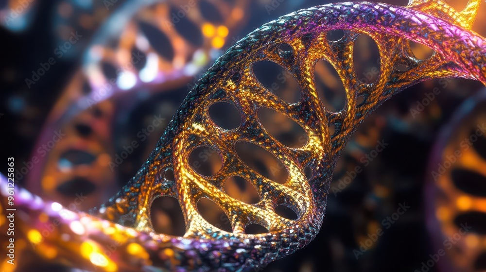 Fractal DNA structure, infinite helix, top view, exploring the patterns ...