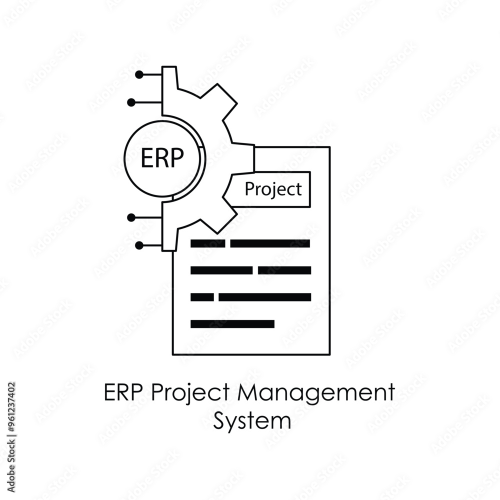 ERP Project Management System Icon. Enterprise Resource Planning Tools ...