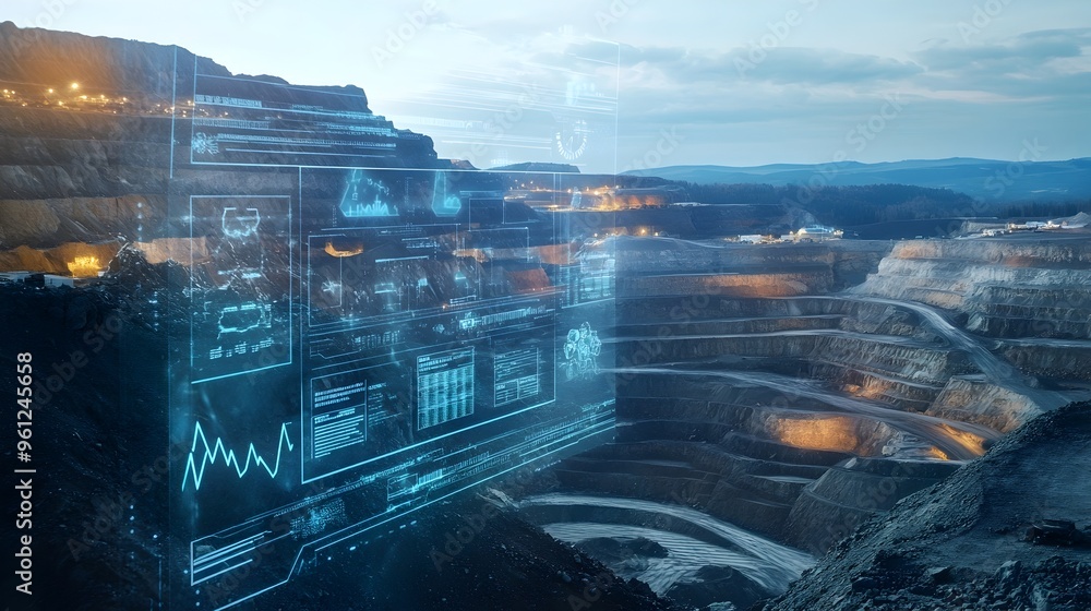 Holographic environmental impact assessment dashboard displaying ...