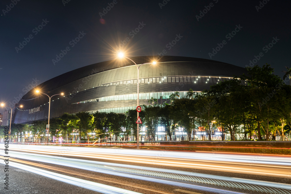 Taipei, Taiwan- August 23, 2024: Night view of the Taipei Dome in ...