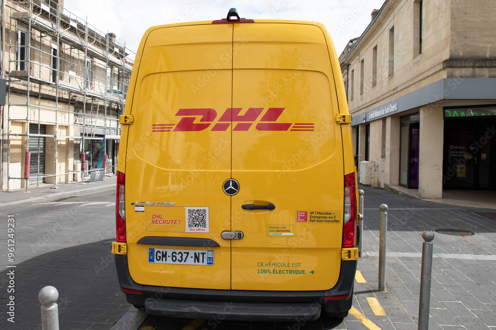 dhl panel van mercedes sprinter delivery yellow car courier logistic ...