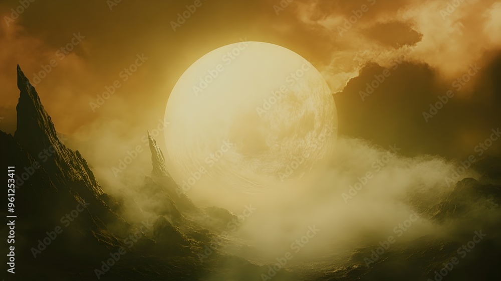 Holographic projection of Titan the largest moon of Saturn displaying ...