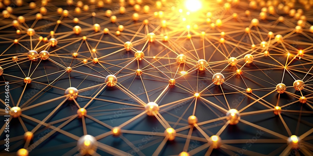 Complex network of interconnected nodes and edges illuminated by soft ...