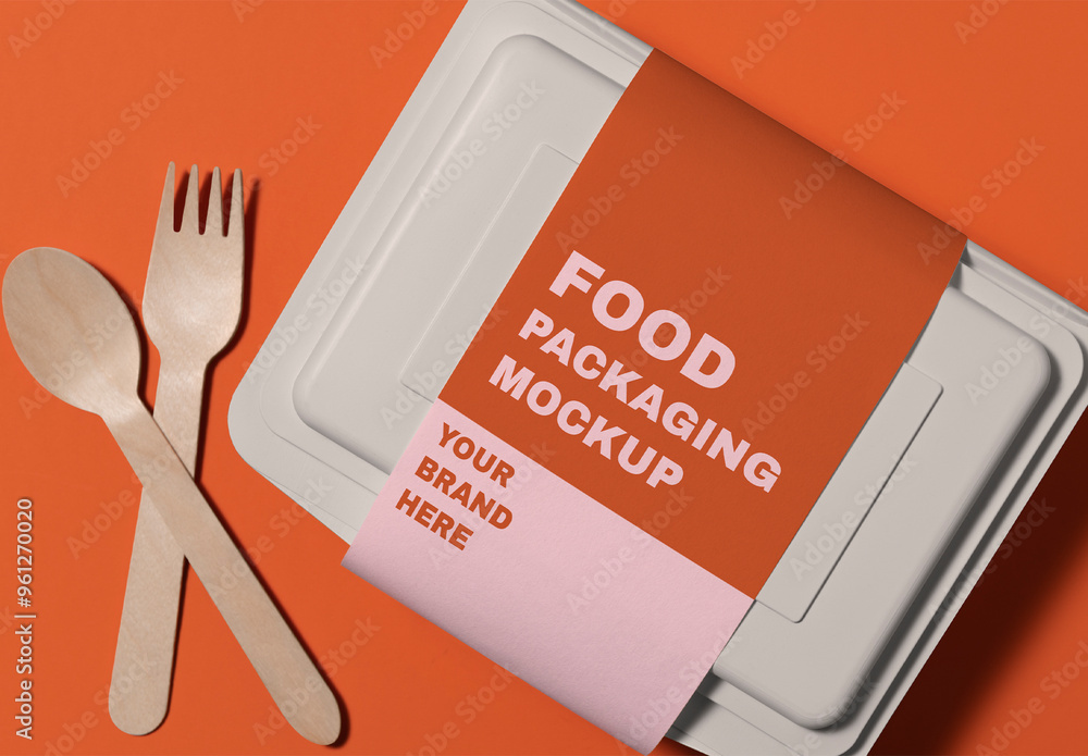Food Product Packaging Flatlay Box Band Mockup Stock Template | Adobe Stock