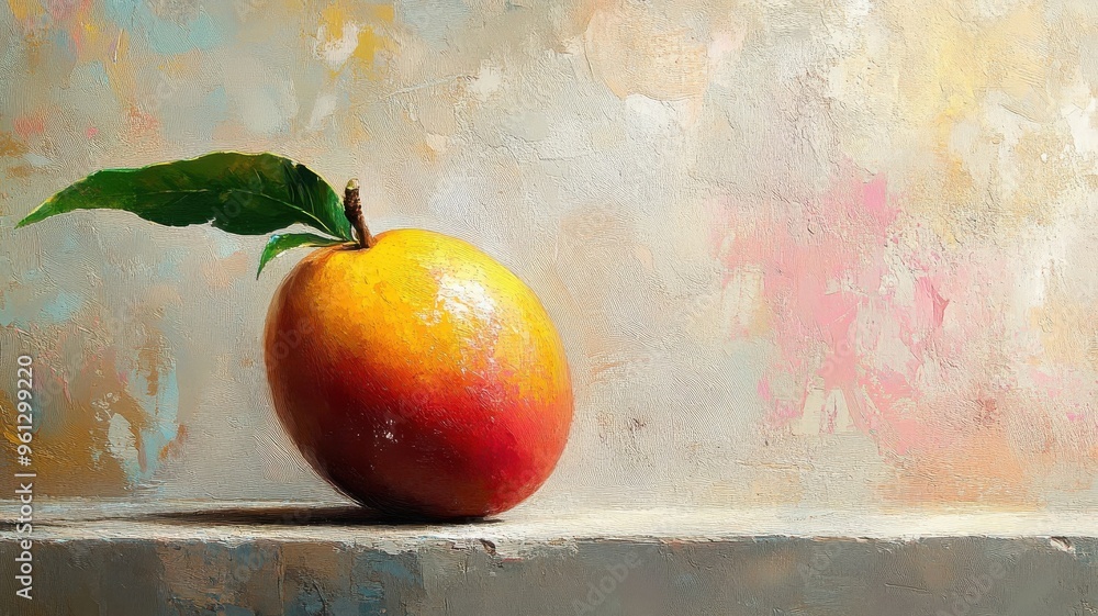 Mango rendered in an oil painting style, showcasing rich textures and ...