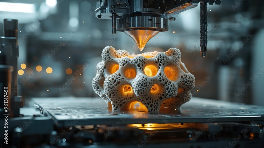 A multi-material 3D printer creating a complex object with different ...