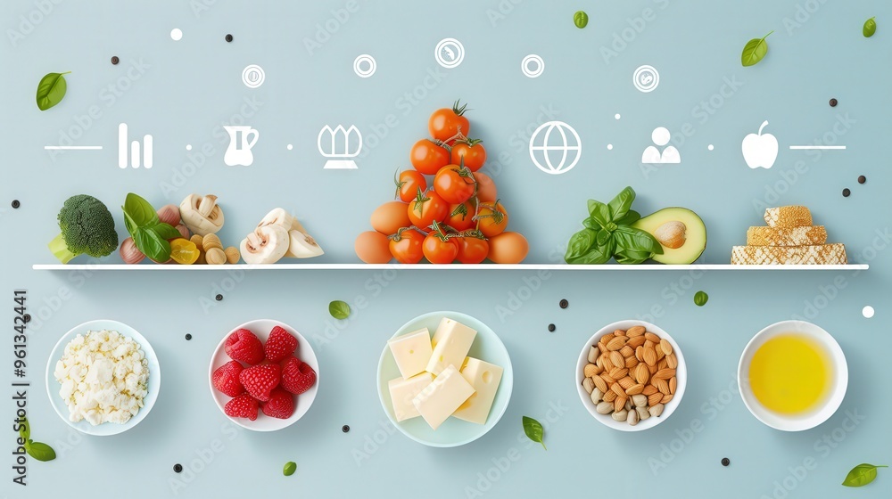 An infographic explaining portion sizes for a balanced diet, with icons ...