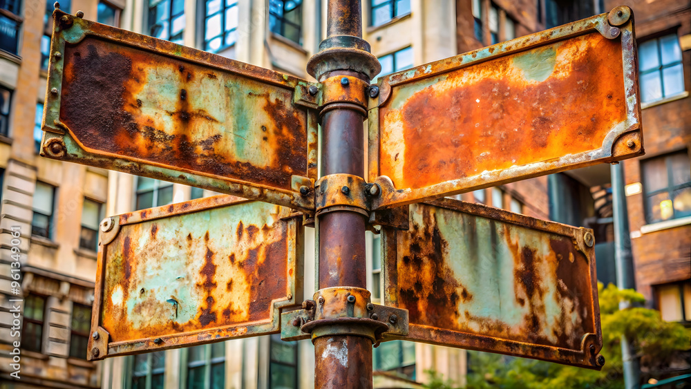 Rustic Signpost: A weathered and rusty signpost points in multiple ...