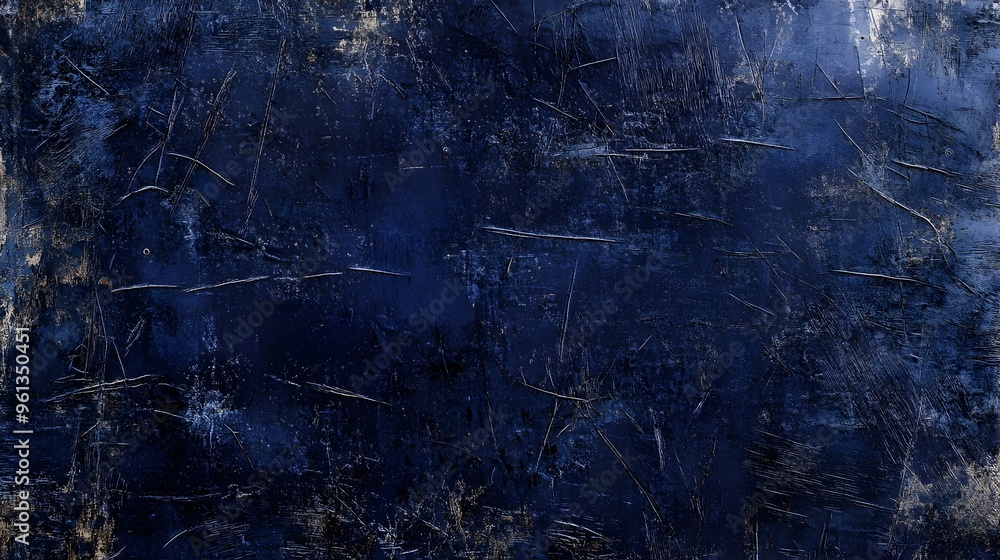 Weathered Navy Blue Metal Surface with Deep Scratches and Signs of Age ...