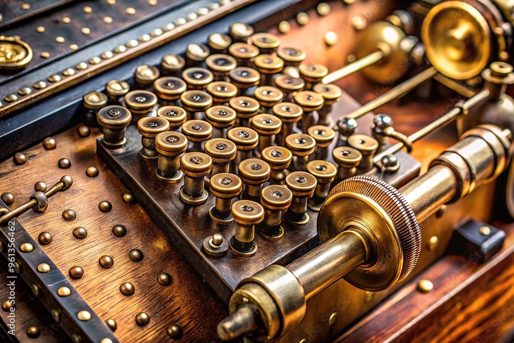 Vintage mechanical device with brass keys and dials sends cryptic ...
