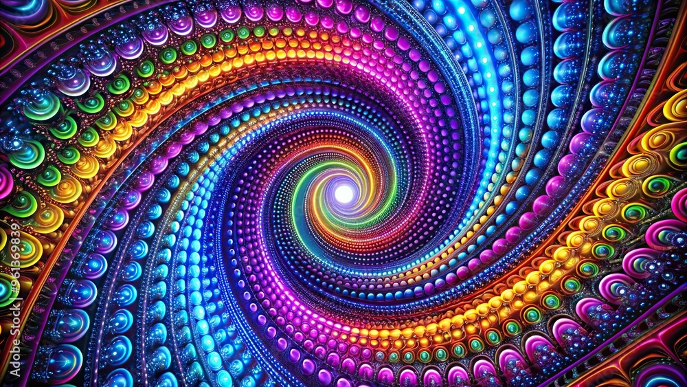 Infinity loops of binary code coiling through a kaleidoscope of colors ...