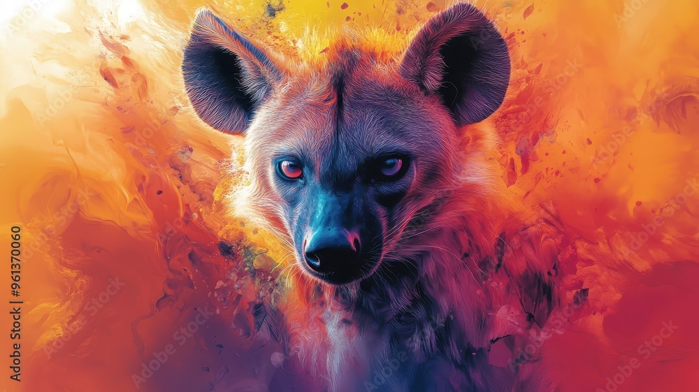 Surreal vision of a hyena blending reality and imagination with ...
