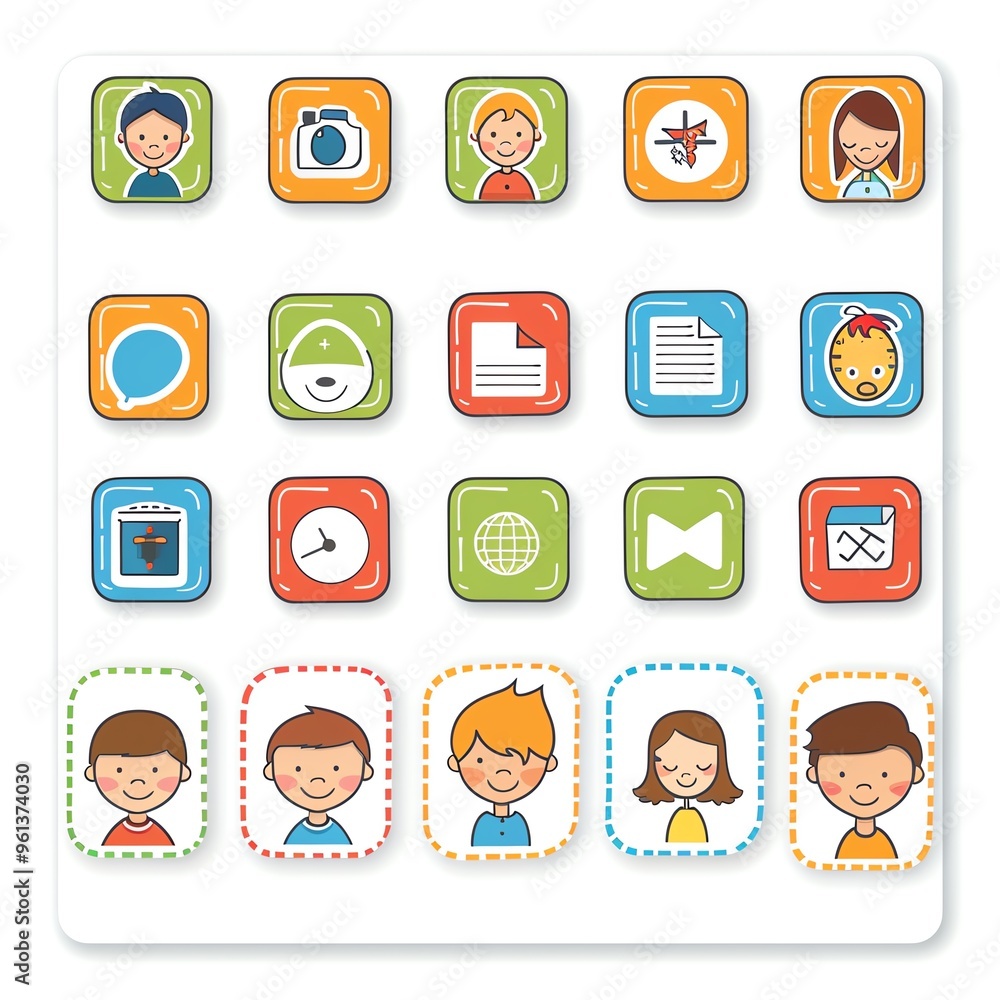Visual schedule with colorful icons and pictures, visual schedule ABA ...