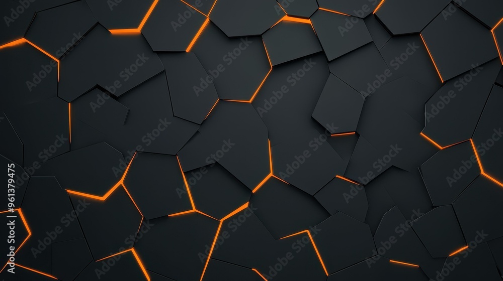 Explore a striking abstract background featuring dark steel mesh, with bold black and orange ...