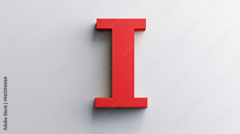 3D letter "I" on a white background, free-standing, an alphabetic ...