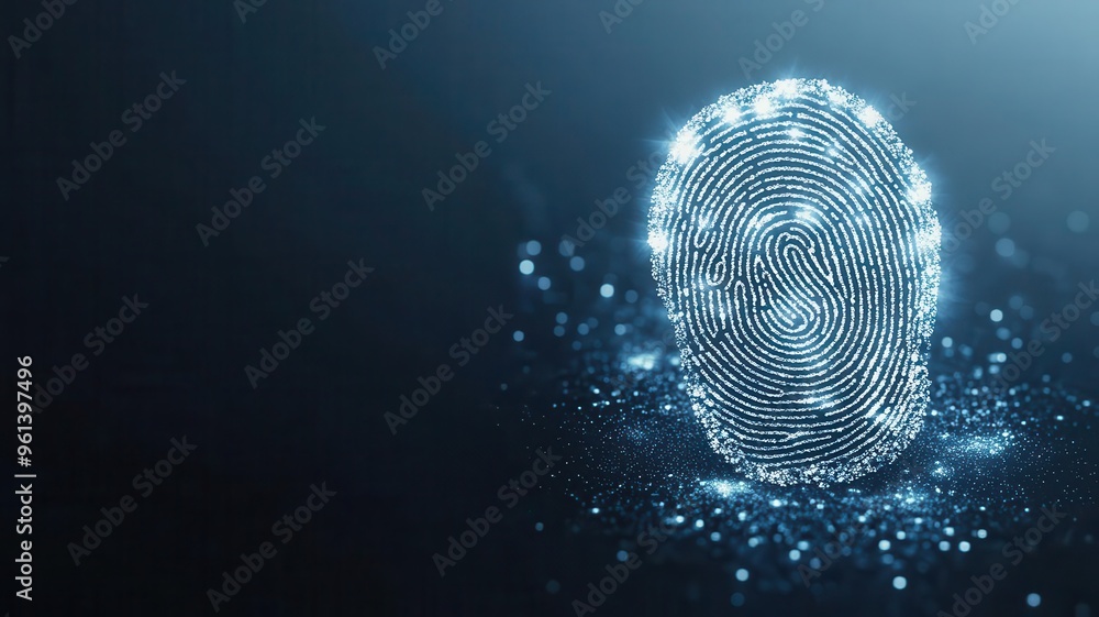 Fingerprint highlighted with forensic powder and evidence tags ...