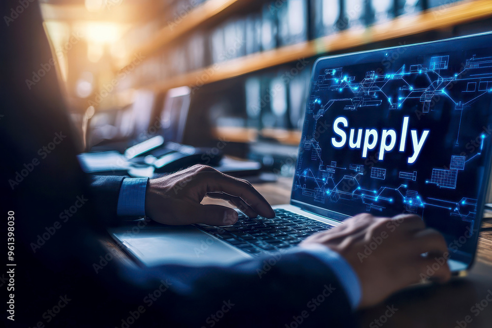 Supply Chain Management - SCM concept banner with icons and a ...