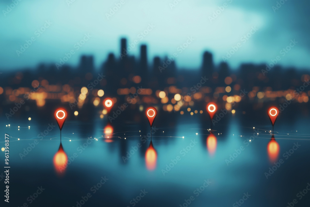 a gps pin location map marker stands prominently on a physical map ...