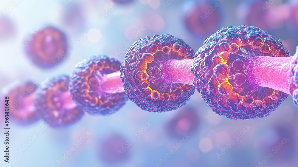 A process of spindle fiber attachment in mitosis, cell division, hand ...