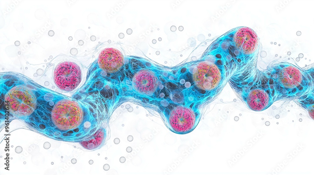 A diagram of mitosis stages, cell division, hand-drawn illustration ...