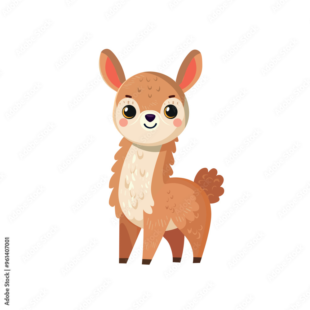 Vicuna cute childish cartoon illustration. Vector vicuna isolated on ...