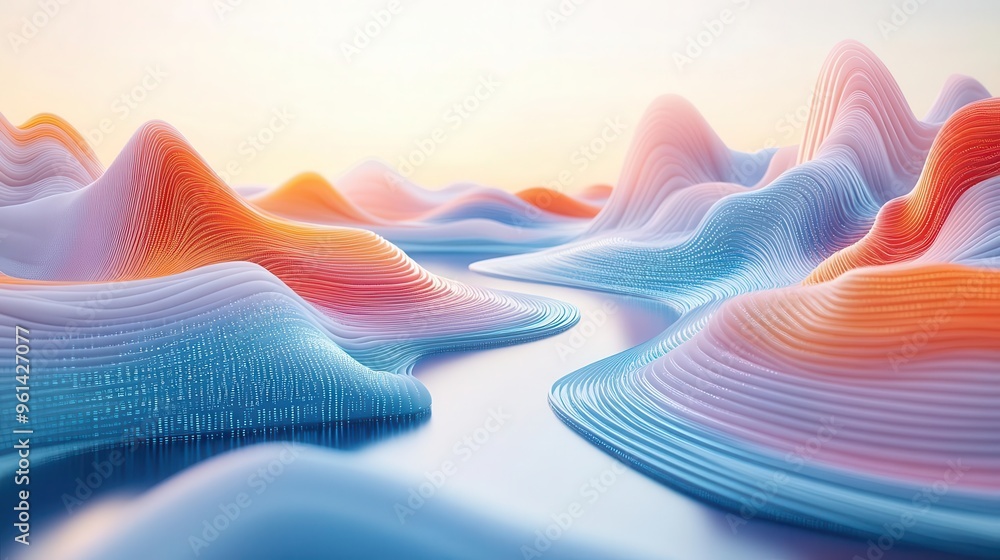 Craft a vibrant and dynamic side view of a data lake with diverse data ...