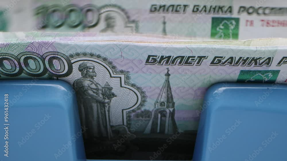 Close-up of a banknote with historical figure detail and architectural ...