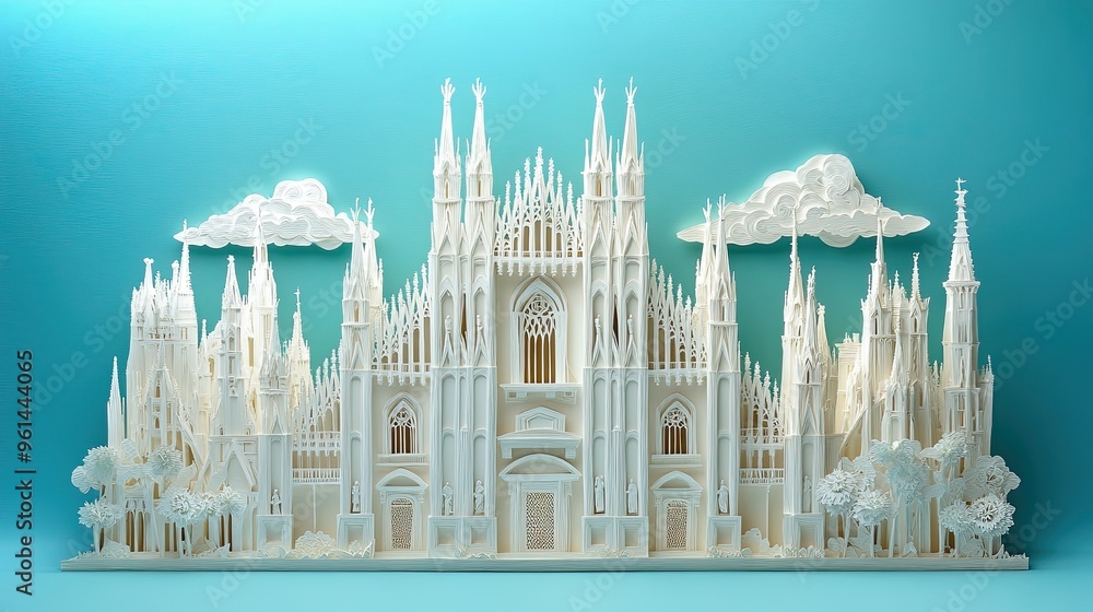18. A 3D paper cut art of the Duomo di Milano, with intricate gothic ...