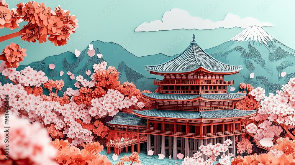 21. A 3D paper cut illustration of the Kiyomizu-dera Temple in Kyoto ...